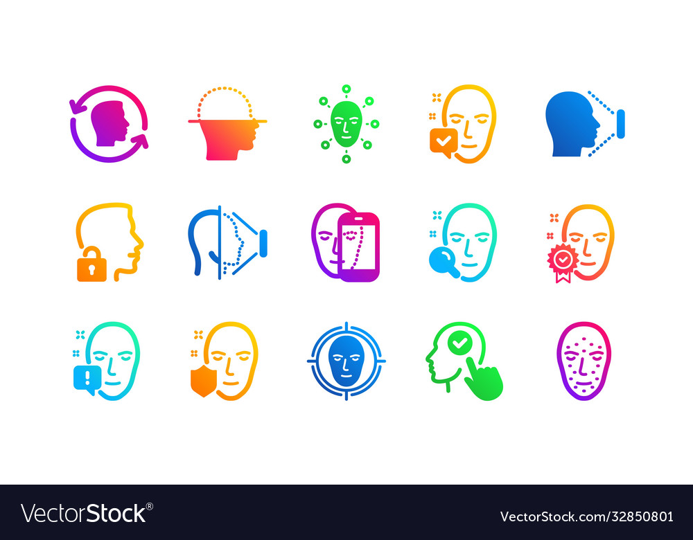 Face recognize icons biometrics detection Vector Image Face recognize icons biometrics detection Vector Image