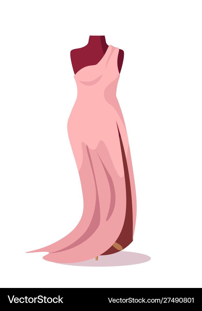 Fashionable long dress flat Royalty Free Vector Image