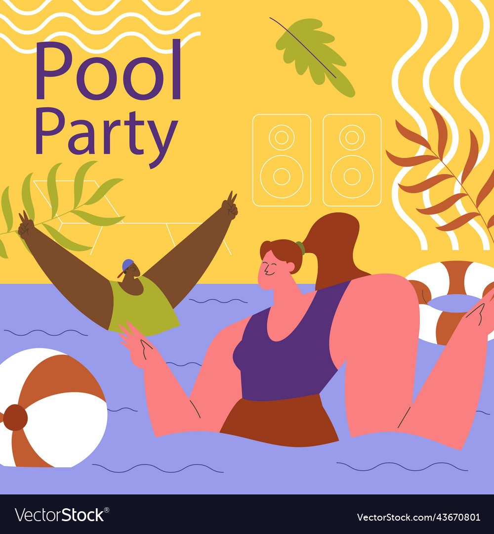 Flat design pool party template Royalty Free Vector Image