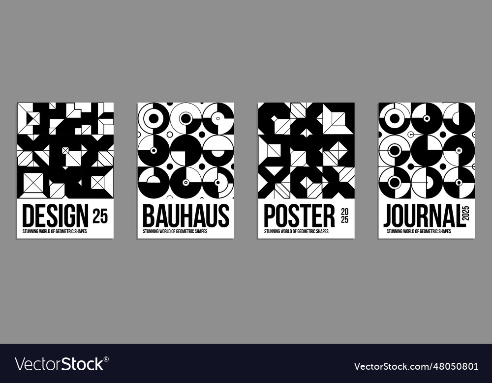 Geometric black and white posters and covers Vector Image