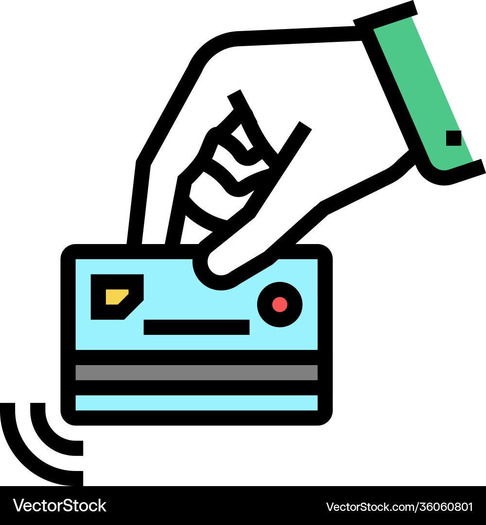 Hand holding card with contactless payment chip Vector Image