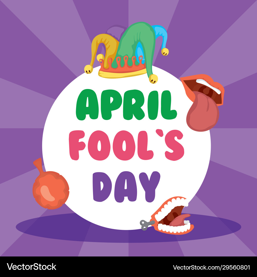 Happy april fools day card with circular frame Vector Image