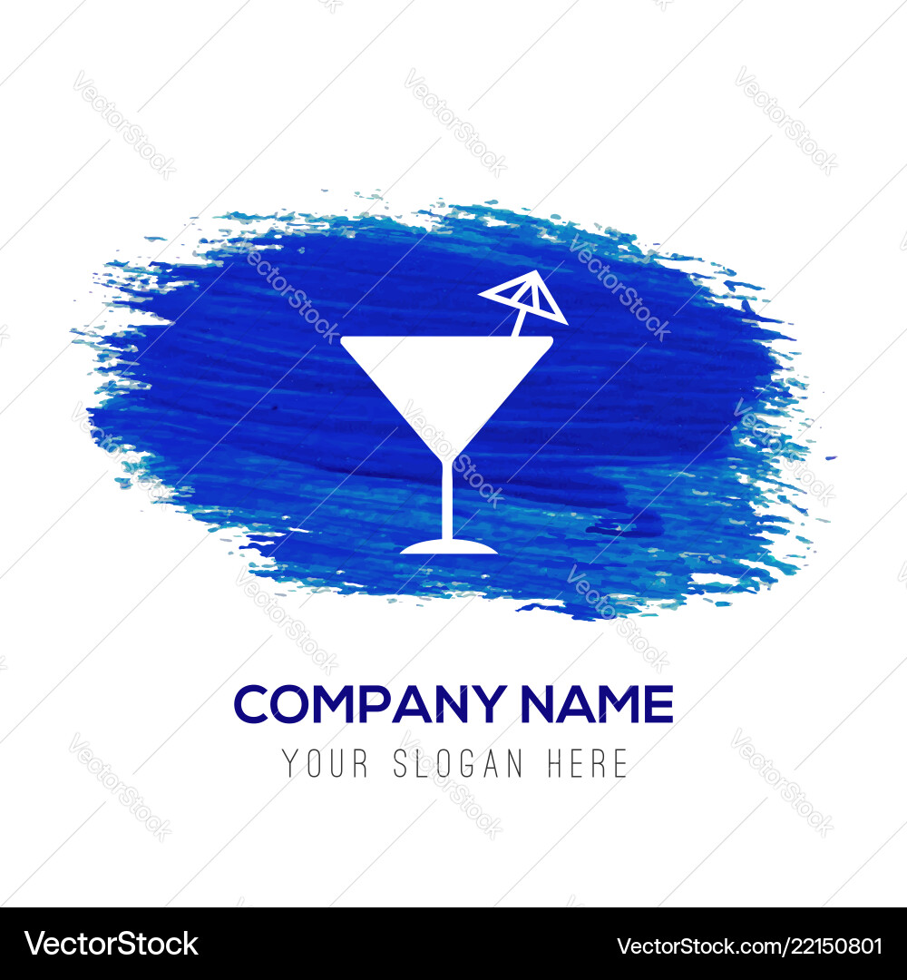 Juice icon cocktail drink - blue watercolor Vector Image