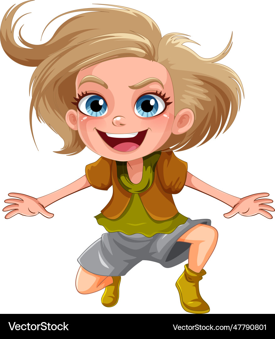 Jumping girl cartoon character Royalty Free Vector Image