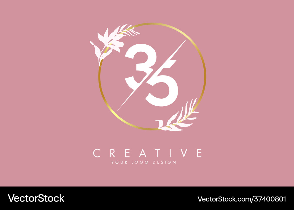 Numbers 35 3 5 logo design with golden circle Vector Image