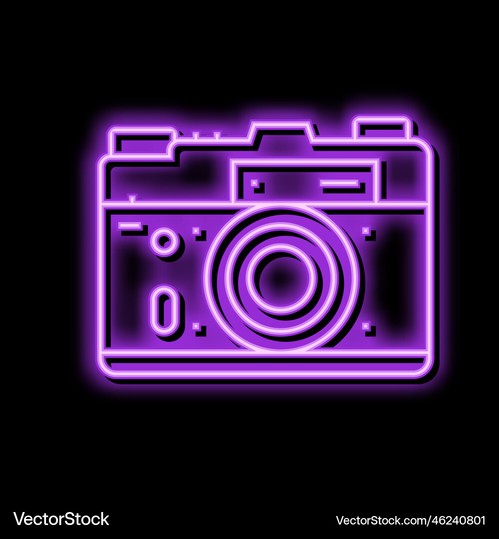 Photo camera retro gadget neon glow icon Vector Image
