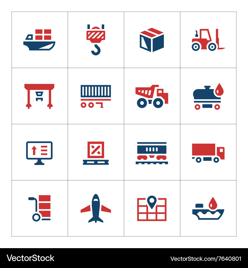 Set color icons of logistic Royalty Free Vector Image