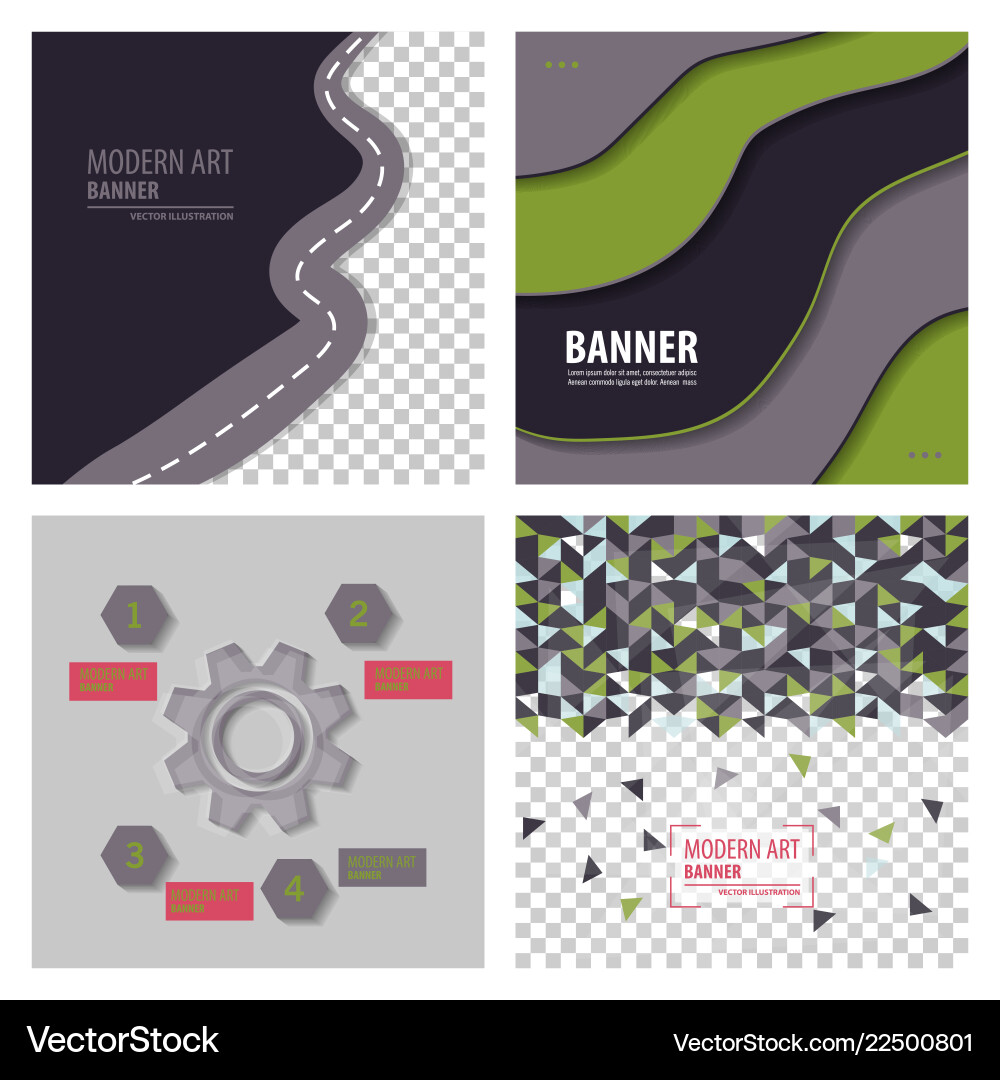Set of modern art abstract banner square frame Vector Image