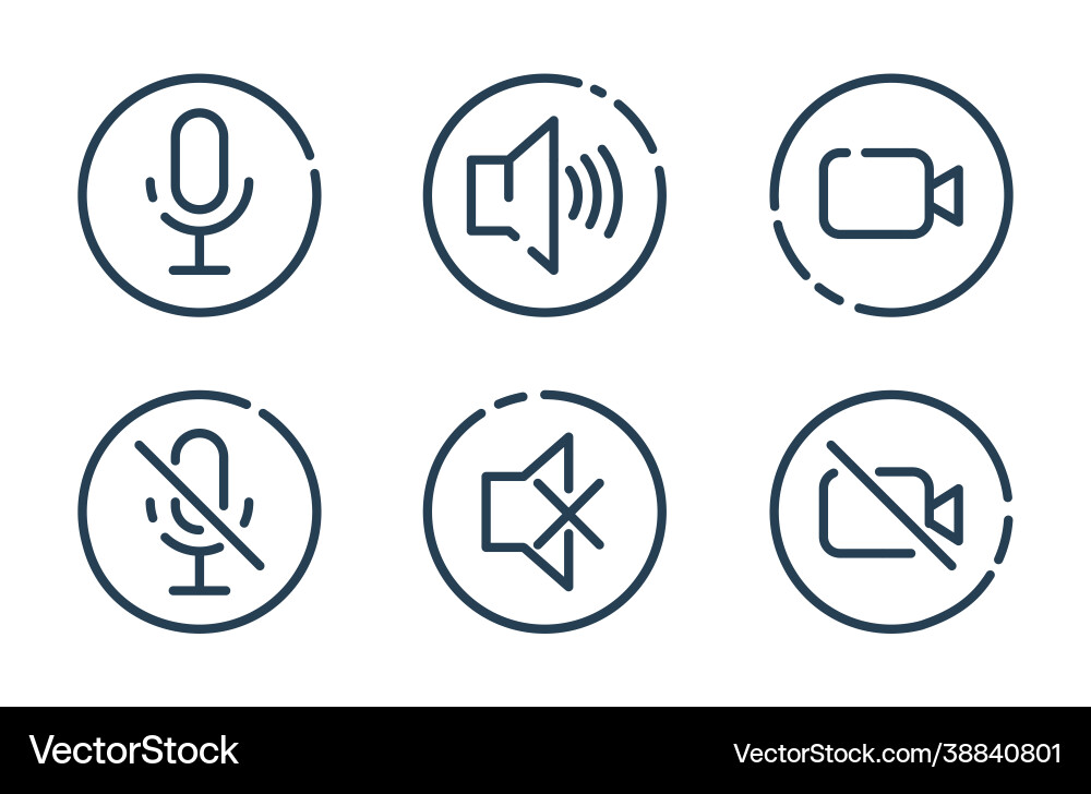 Speaker mic and video camera related icons Vector Image