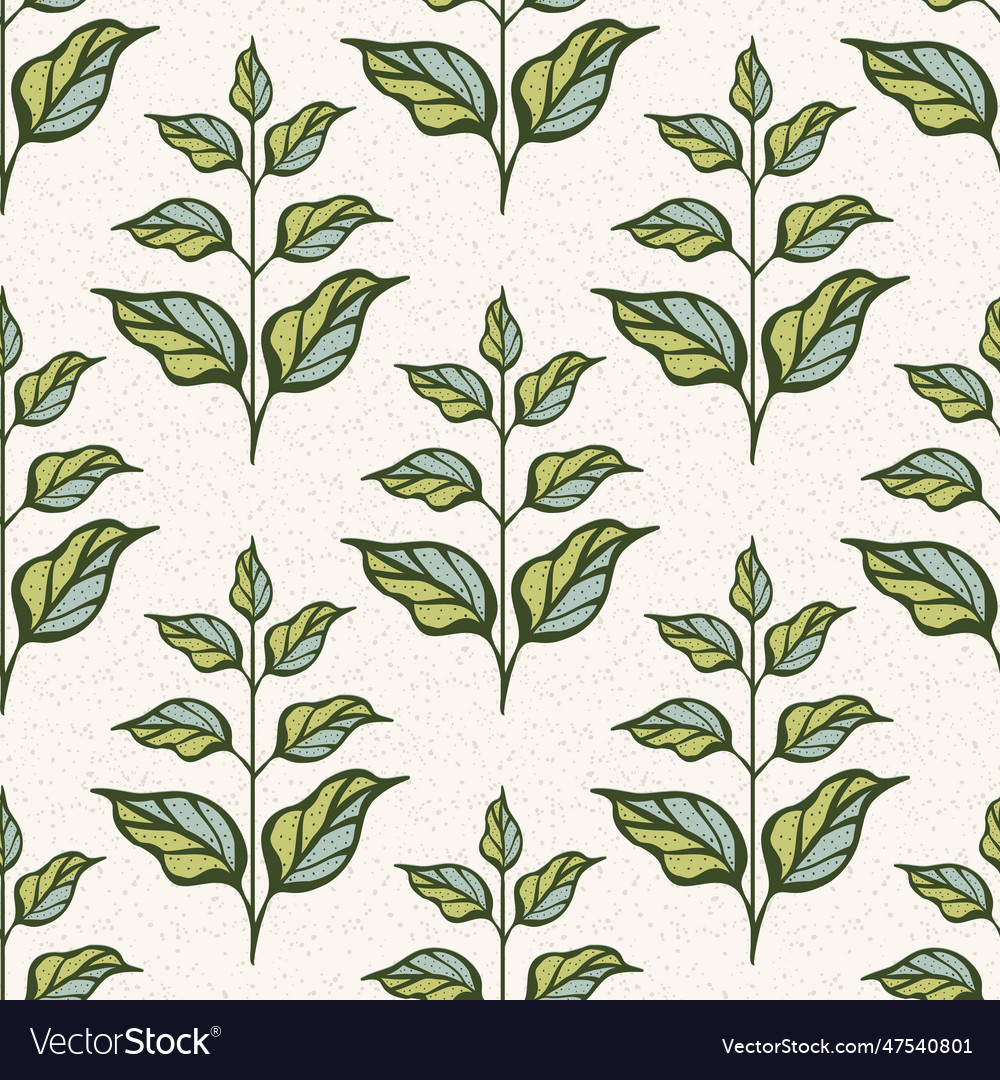 Stylized shape leaf on stems seamless Royalty Free Vector