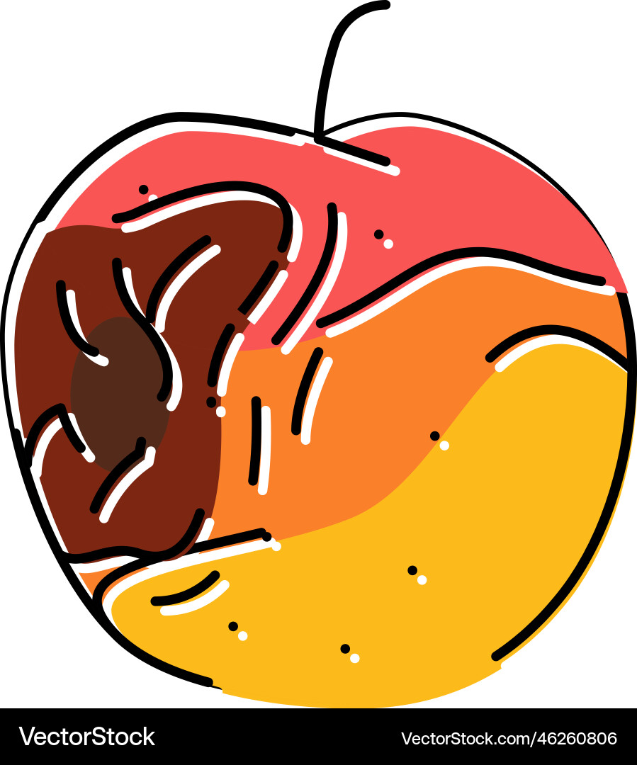 Apple rotten food color icon Royalty Free Vector Image