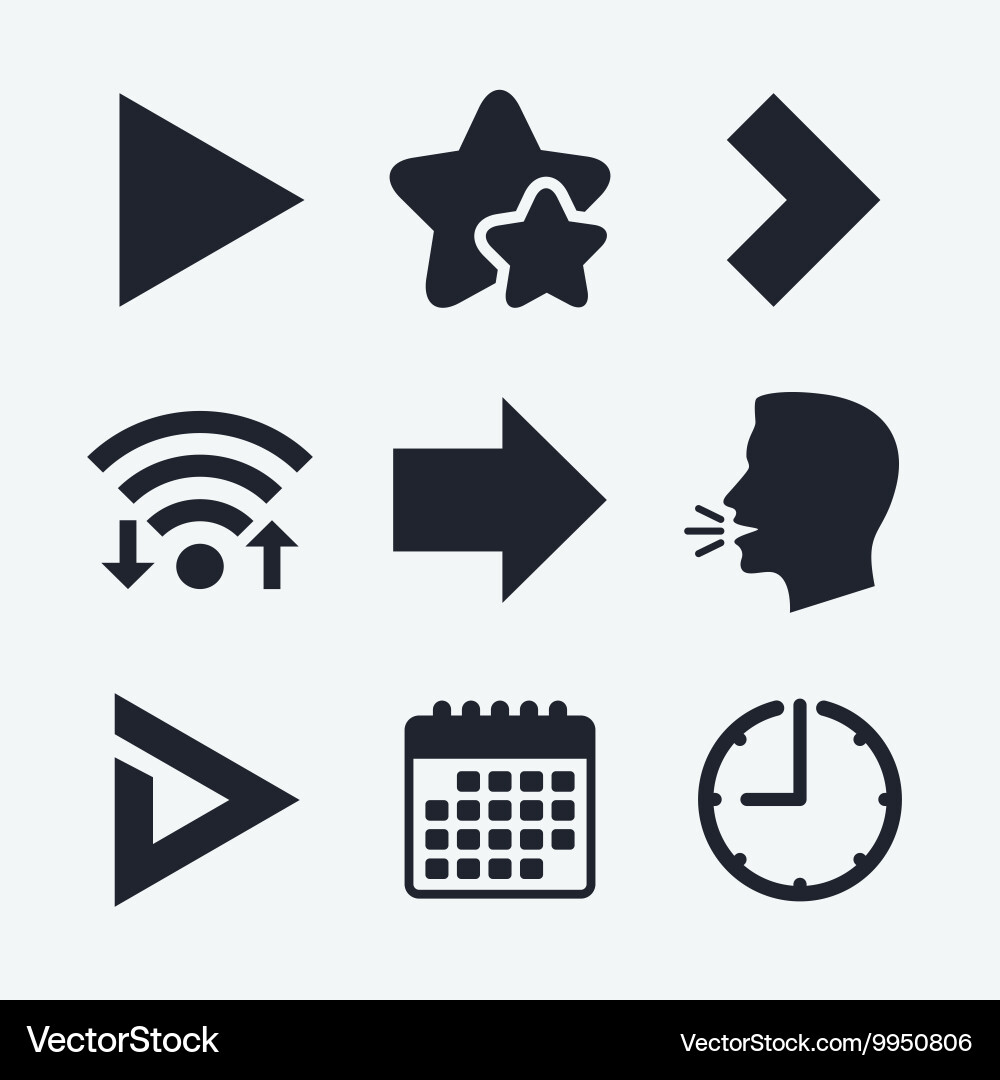 Arrow icons Next navigation signs symbols Vector Image
