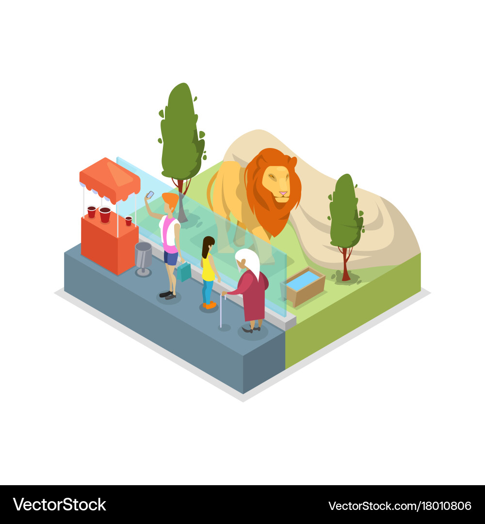 Cage with lion isometric 3d icon Royalty Free Vector Image