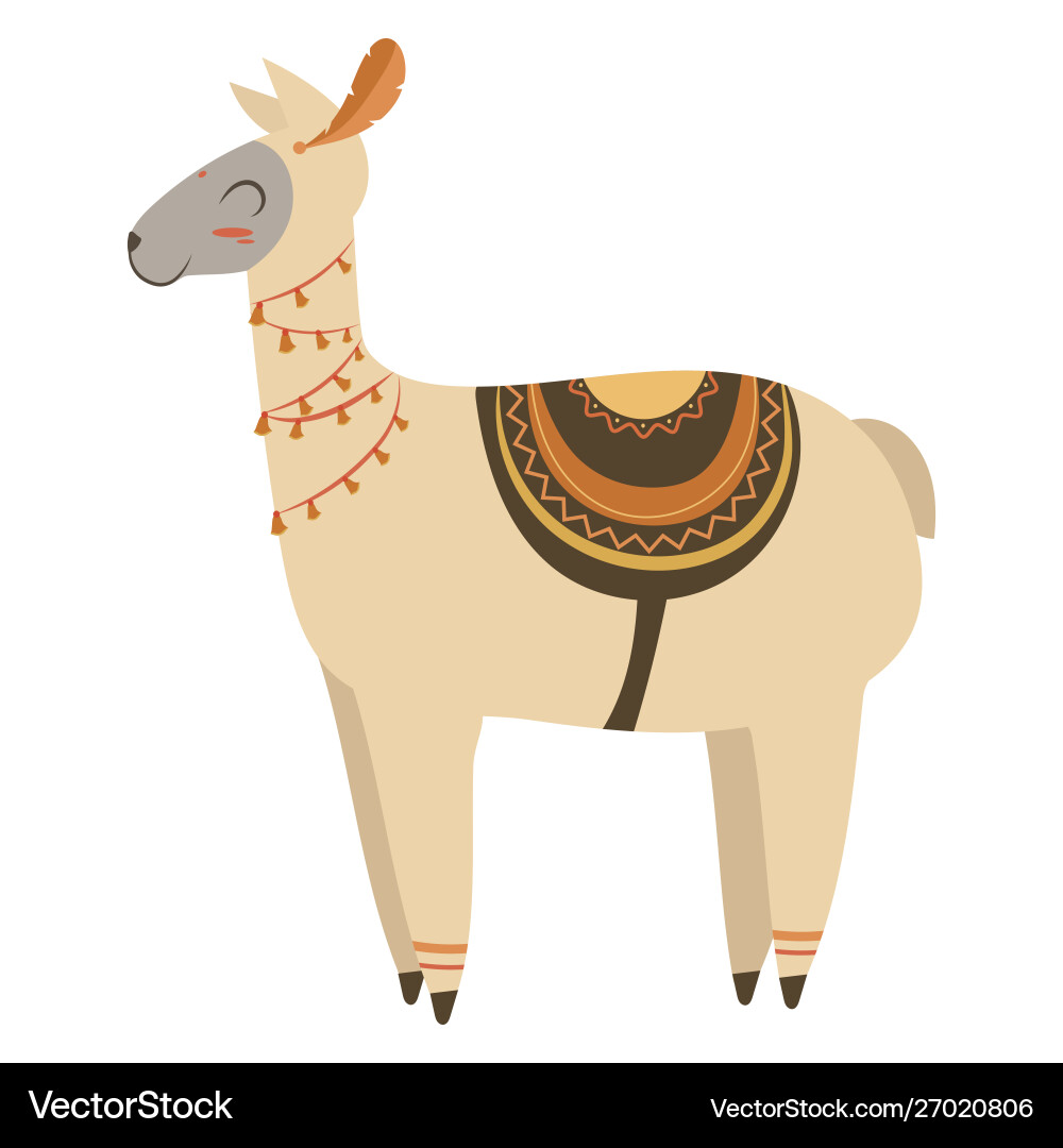 Cartoon lama indian a cute Royalty Free Vector Image