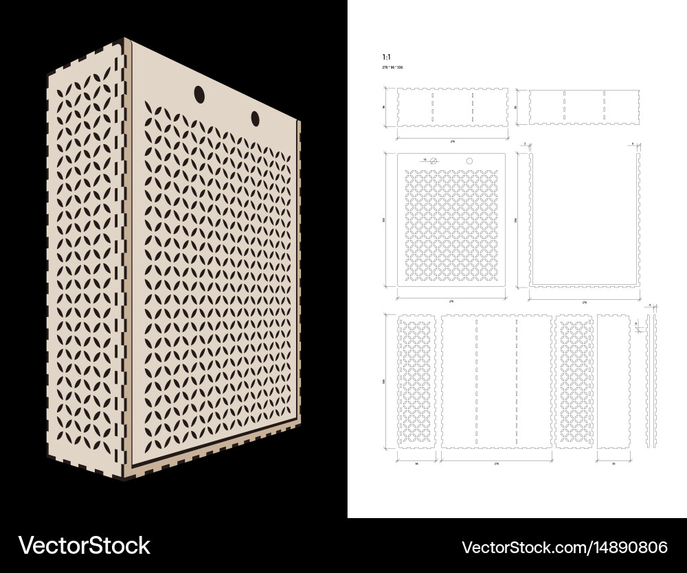 Cut out template for wine box Royalty Free Vector Image