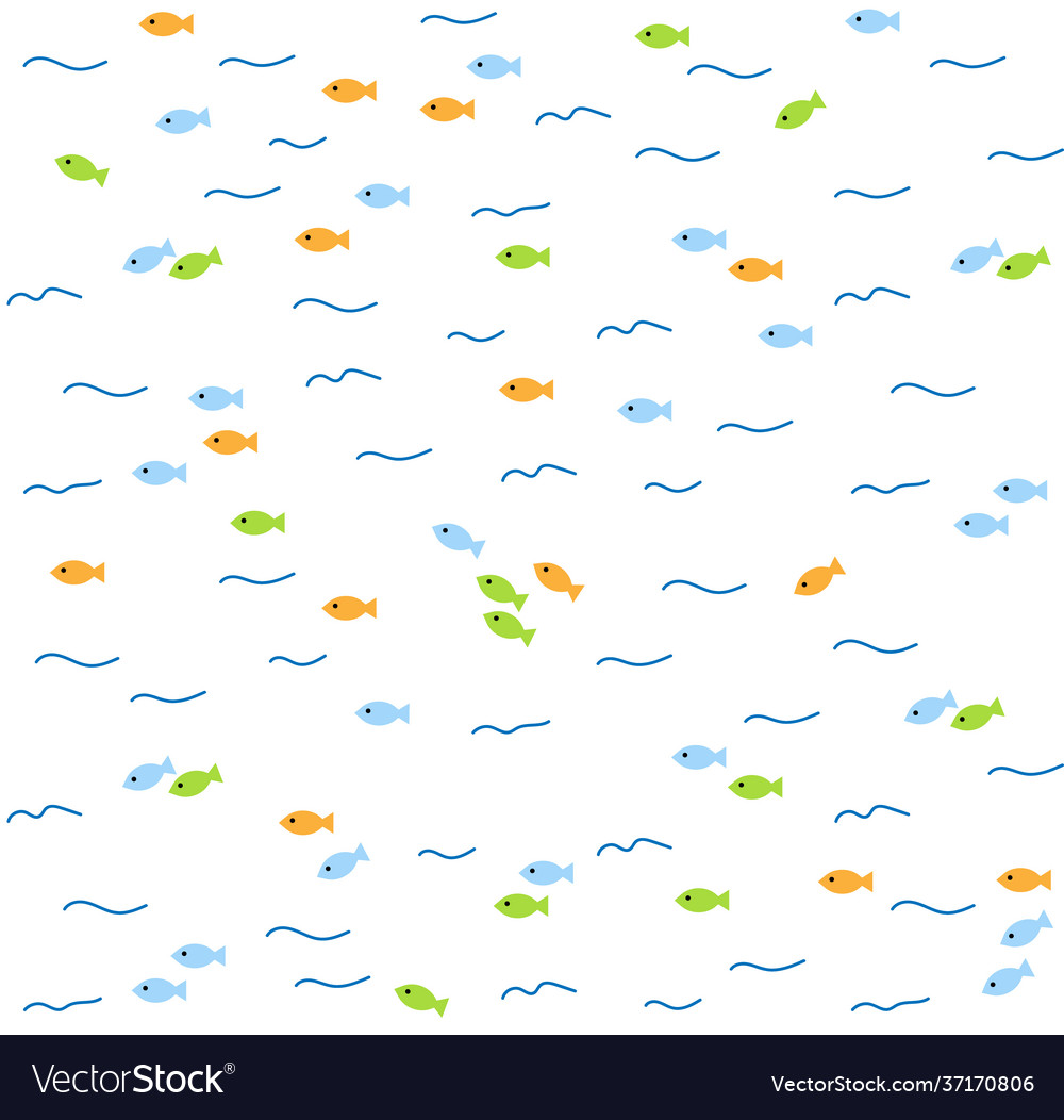 Fish cartoon pattern seamless Royalty Free Vector Image