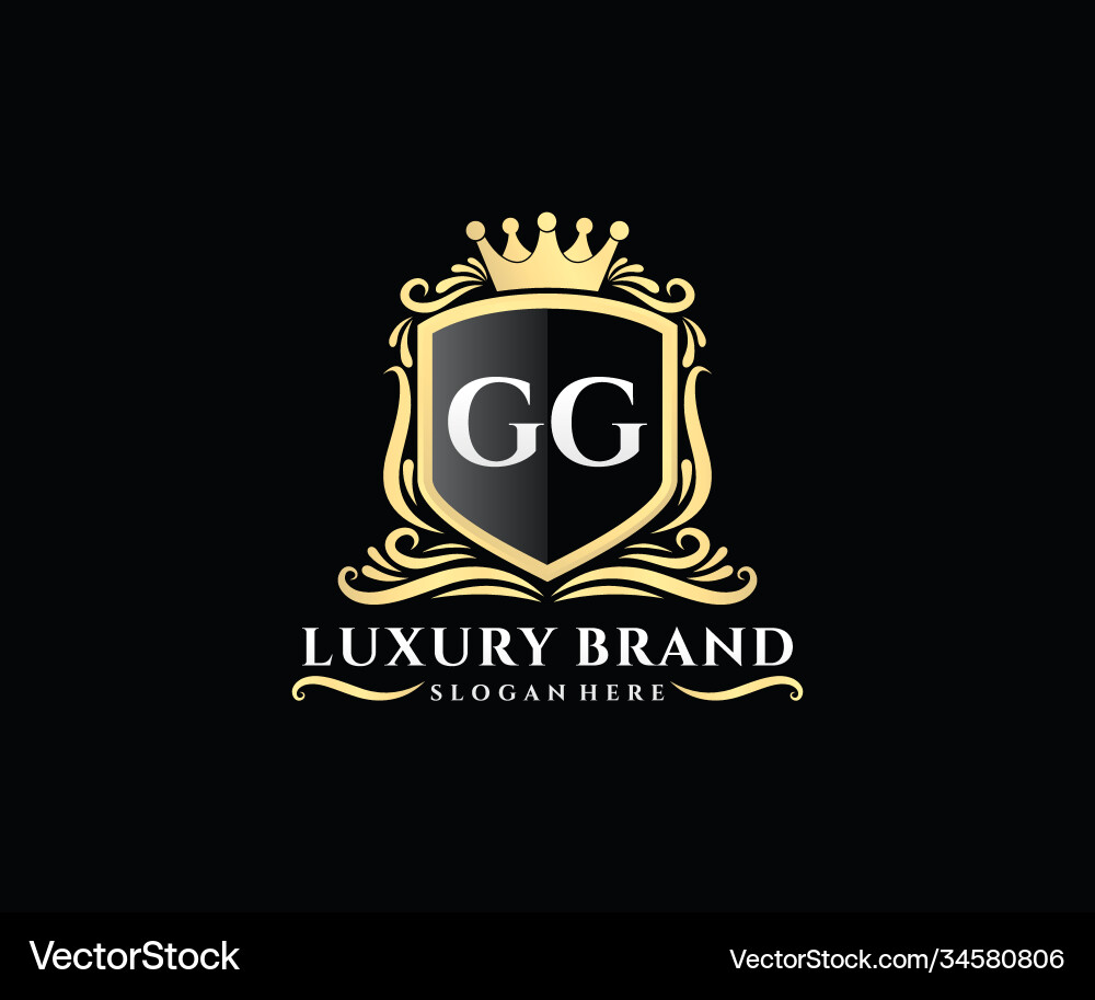 Gg initial letter gold calligraphic feminine Vector Image