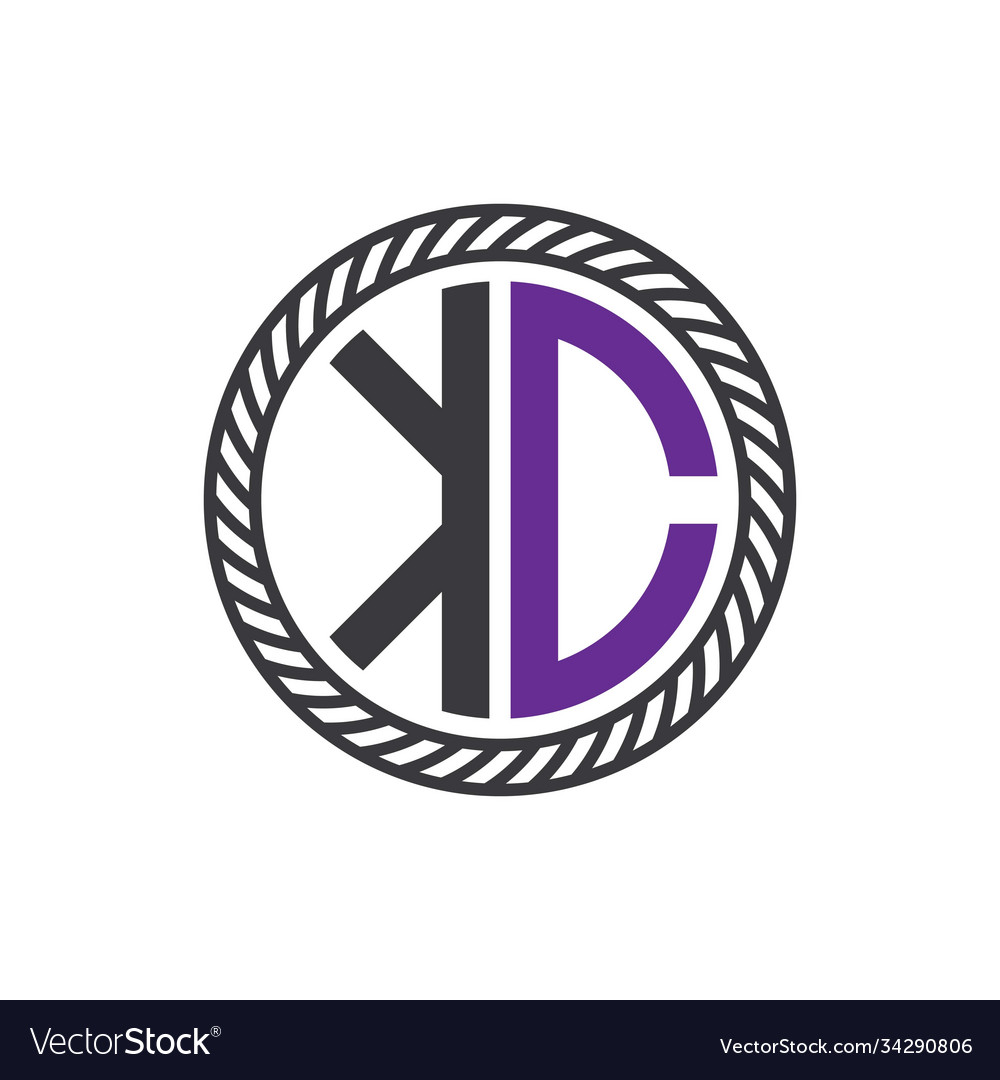 Initial letter kc circle shape monogram simple Vector Image