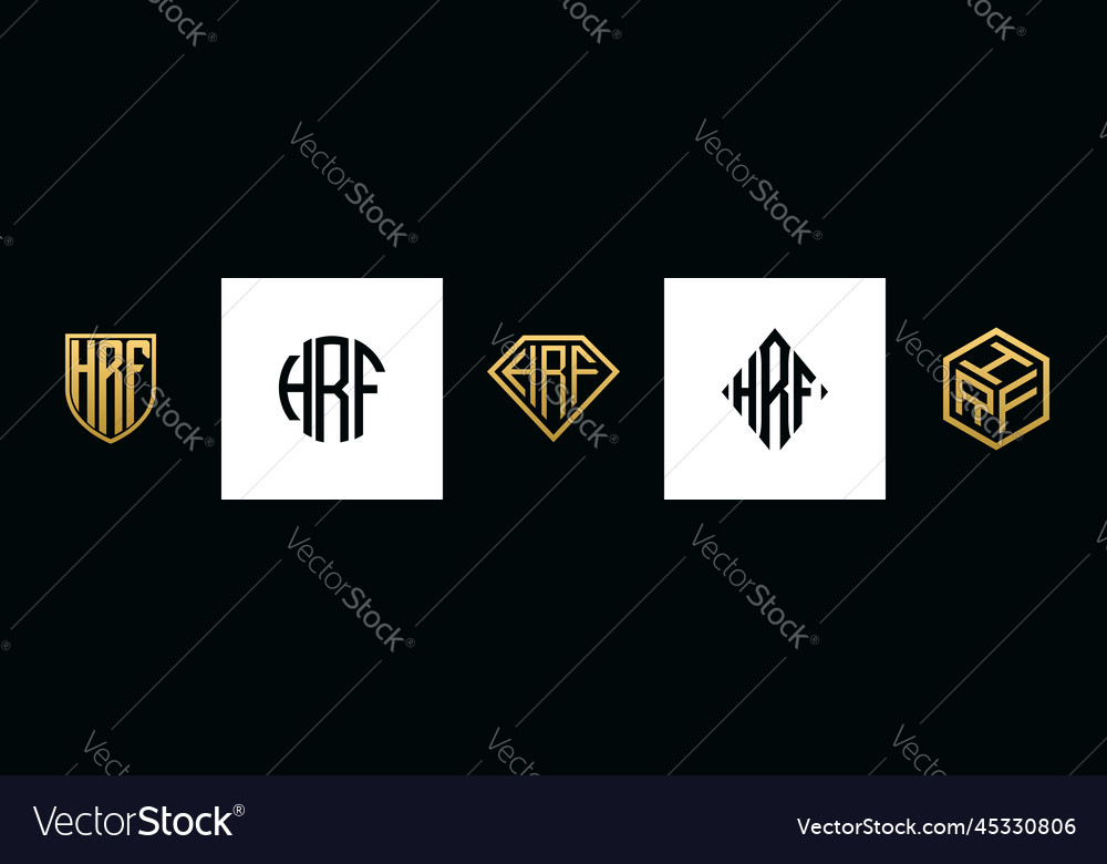 Initial letters hrf logo designs bundle Royalty Free Vector