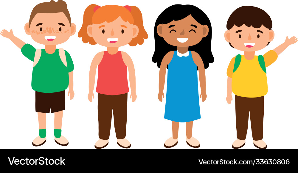 Little students kids avatars characters Royalty Free Vector