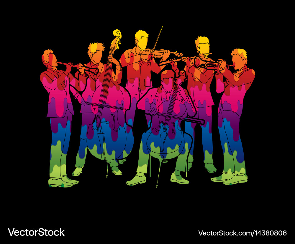 Orchestra player group musician music band Vector Image