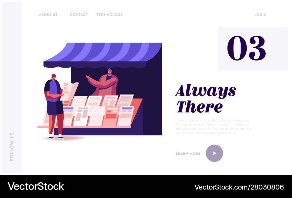 People reading and selling newspapers website Vector Image