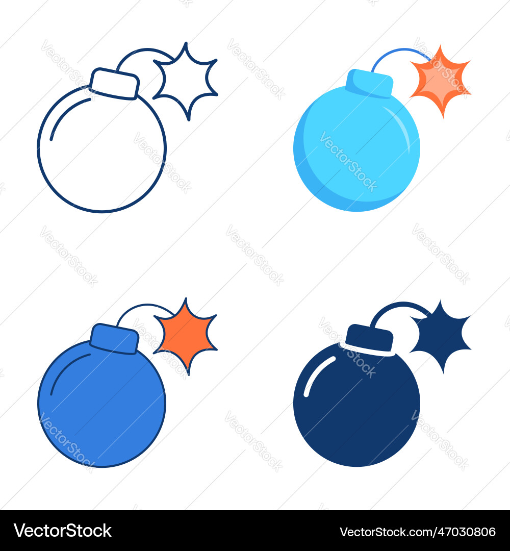 Round bomb icon set in flat and line style Vector Image