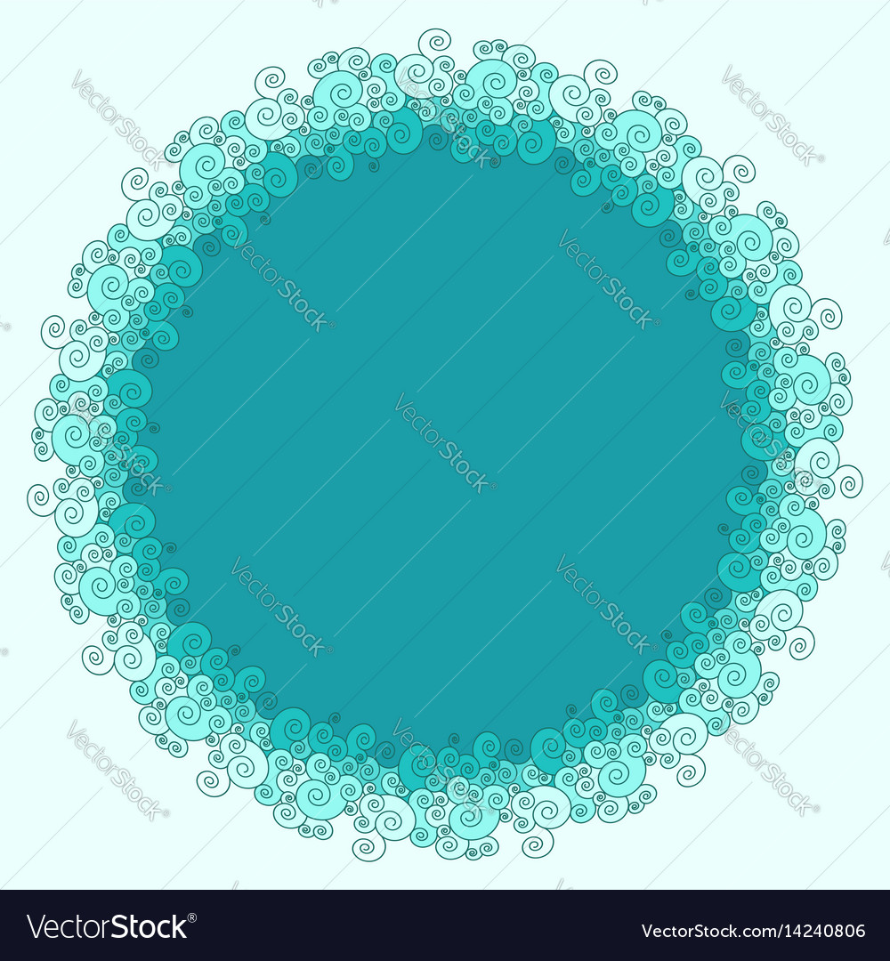 Round frame made swirly sea wave border Royalty Free Vector