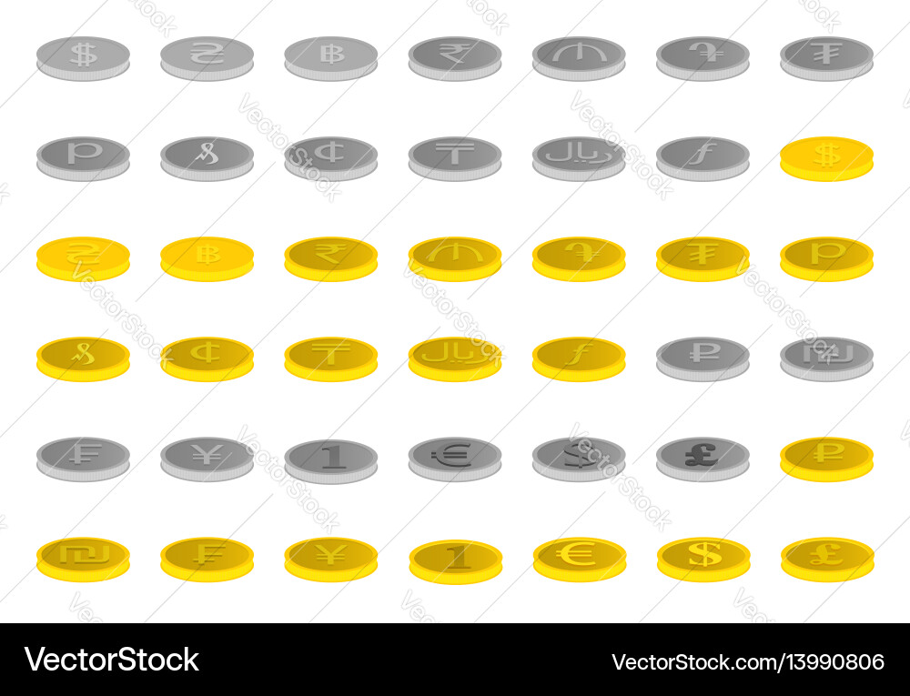 Set forty two icons gold and silver Royalty Free Vector