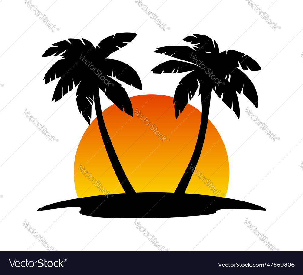 Summer beach palm tree tropical island vacation Vector Image
