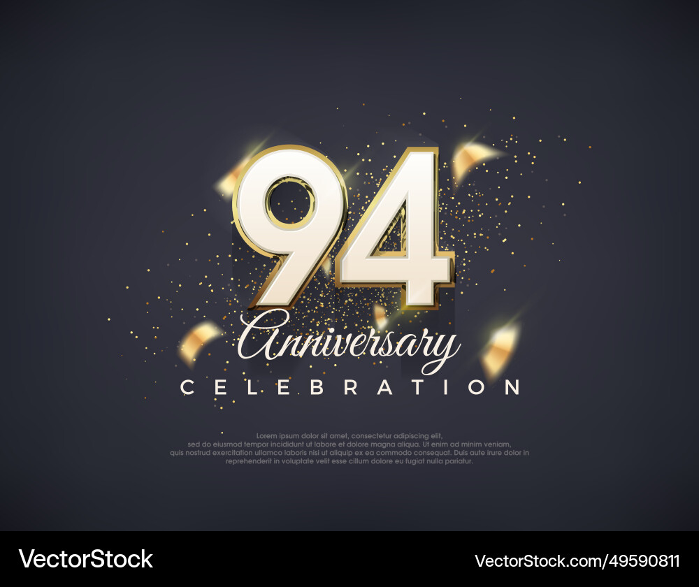 94th anniversary number with fancy numerals Vector Image