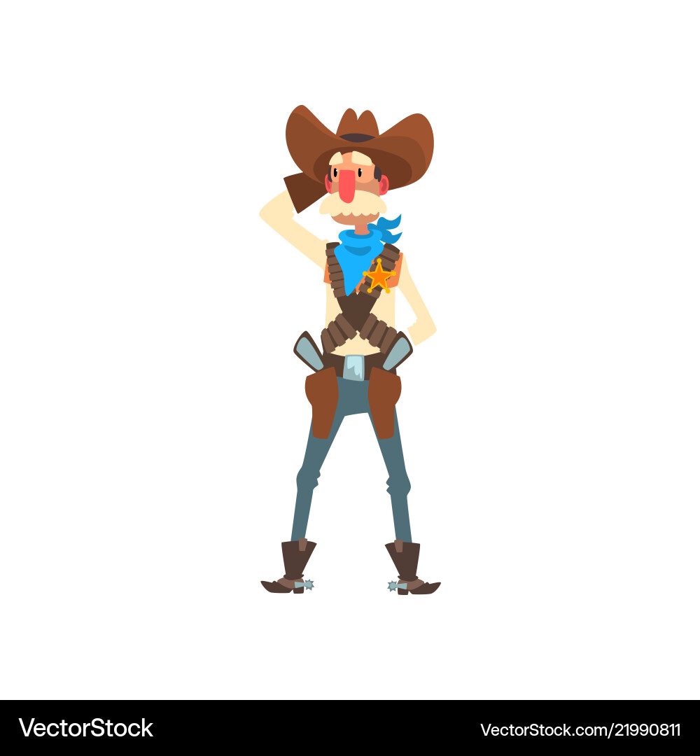 Armed cowboy in traditional clothes western Vector Image