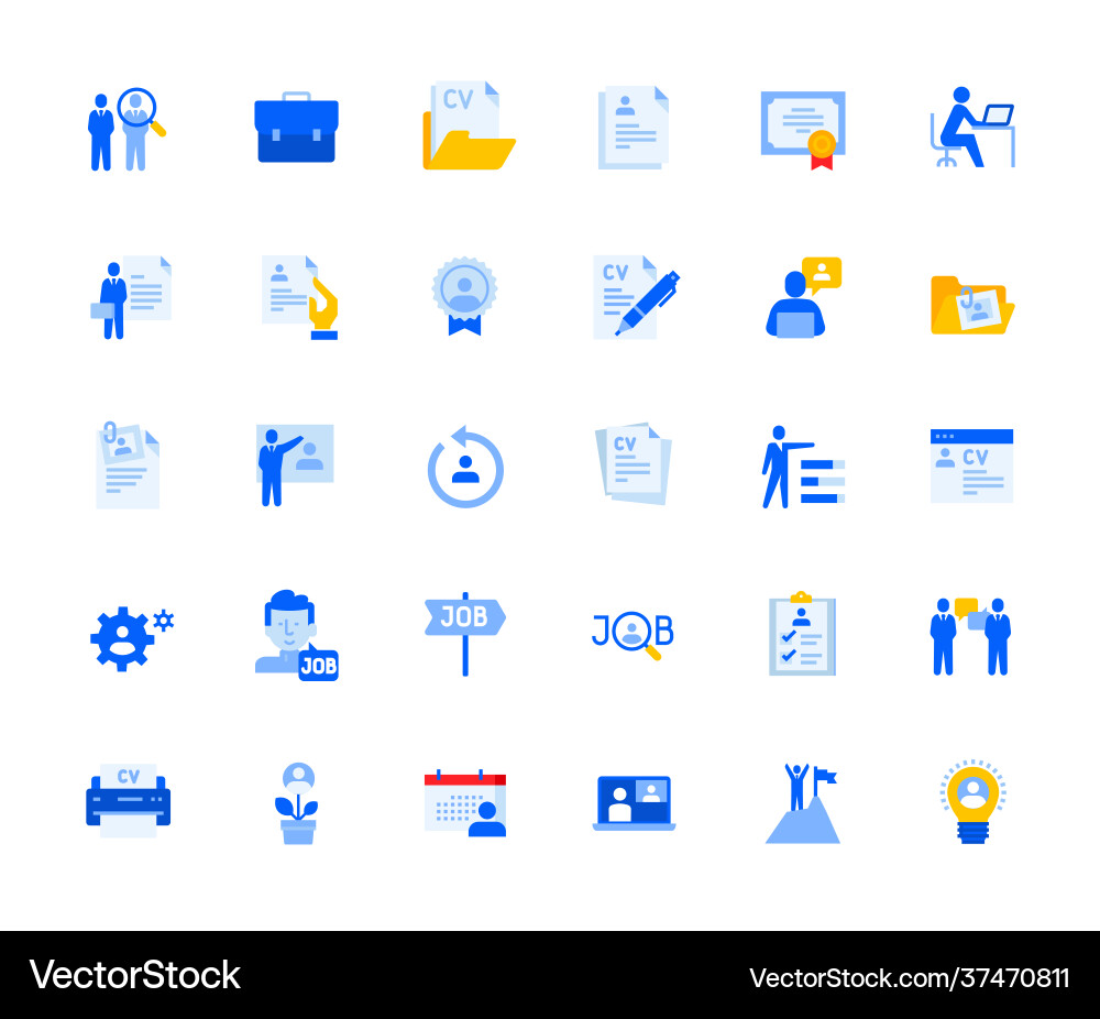 Career and human resources icons set Royalty Free Vector