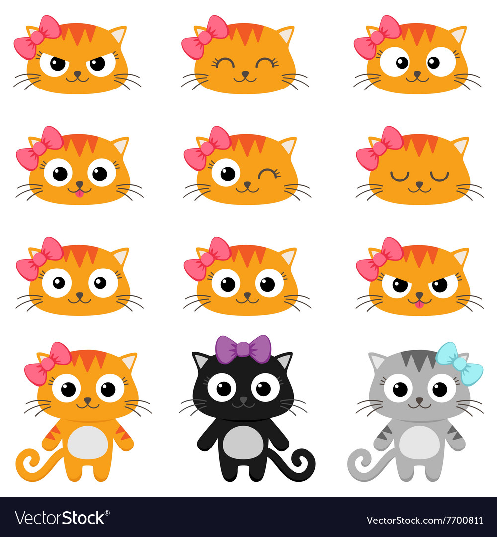 Cartoon Cat Emotions Royalty Free Vector Image