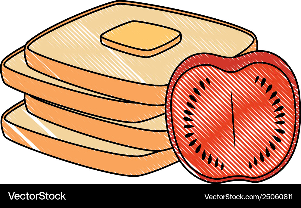 Delicious breads sliced and tomatoes Royalty Free Vector