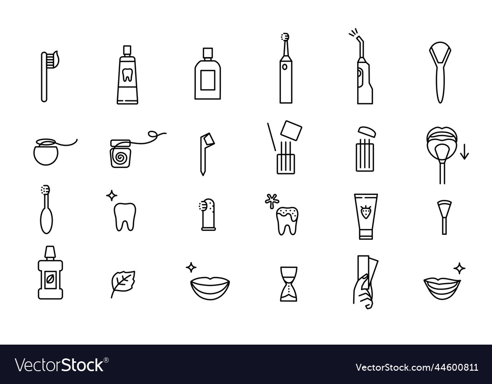 Dental care icon set health of teeth daily Vector Image Dental care icon set health of teeth daily Vector Image