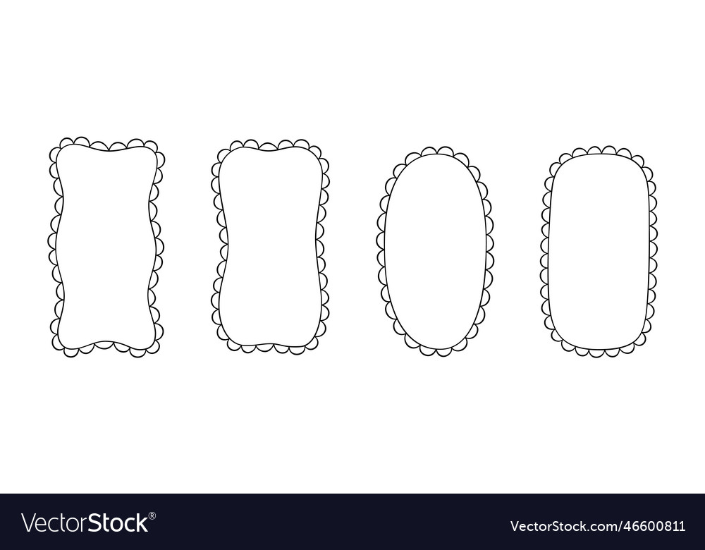Doodle retangle and oval scalloped frames hand Vector Image