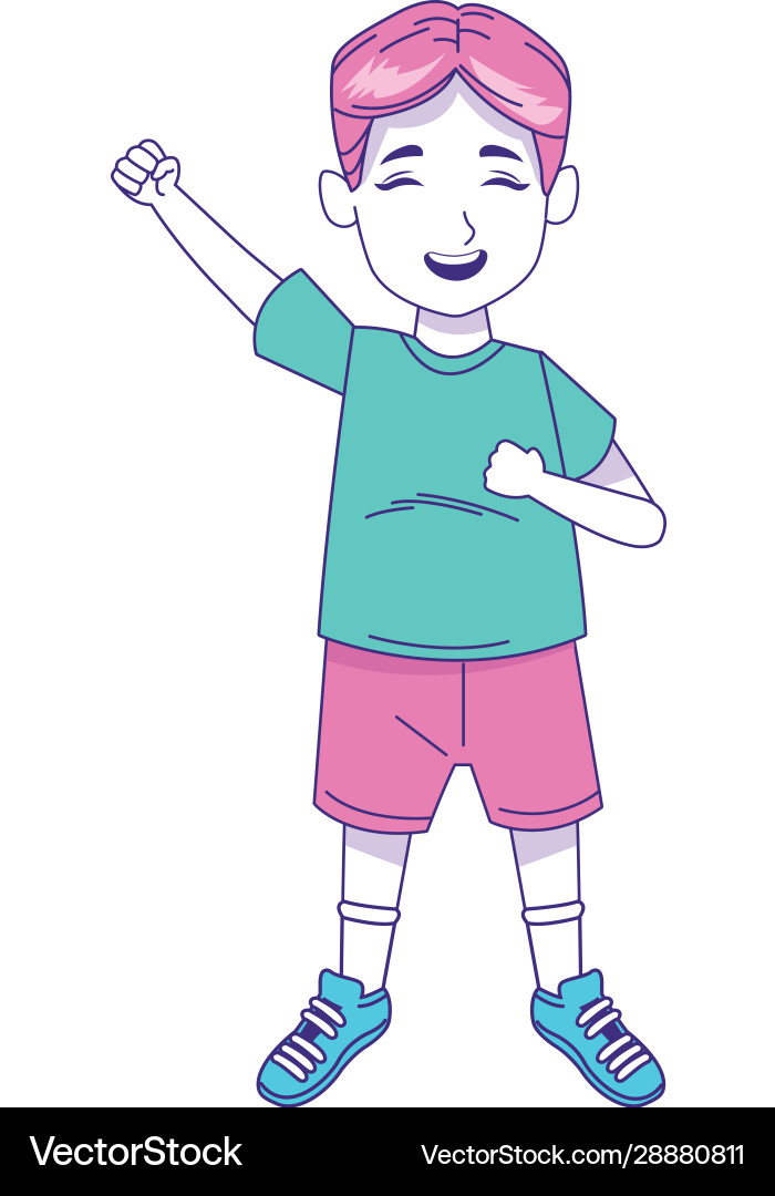 Happy boy standing icon colorful design Royalty Free Vector