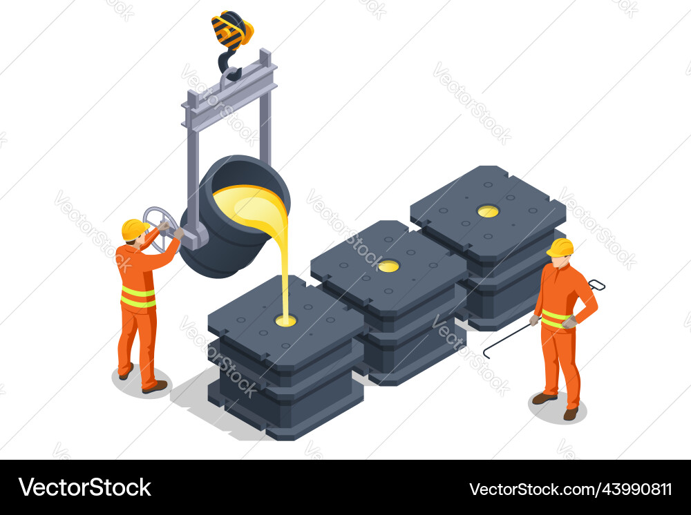 Isometric industrial steel production Royalty Free Vector