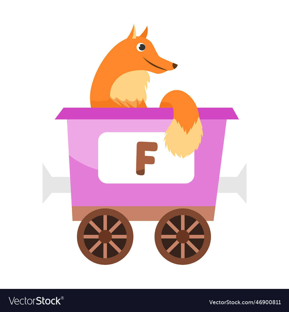 Letter f fox cute animal in colorful alphabet Vector Image