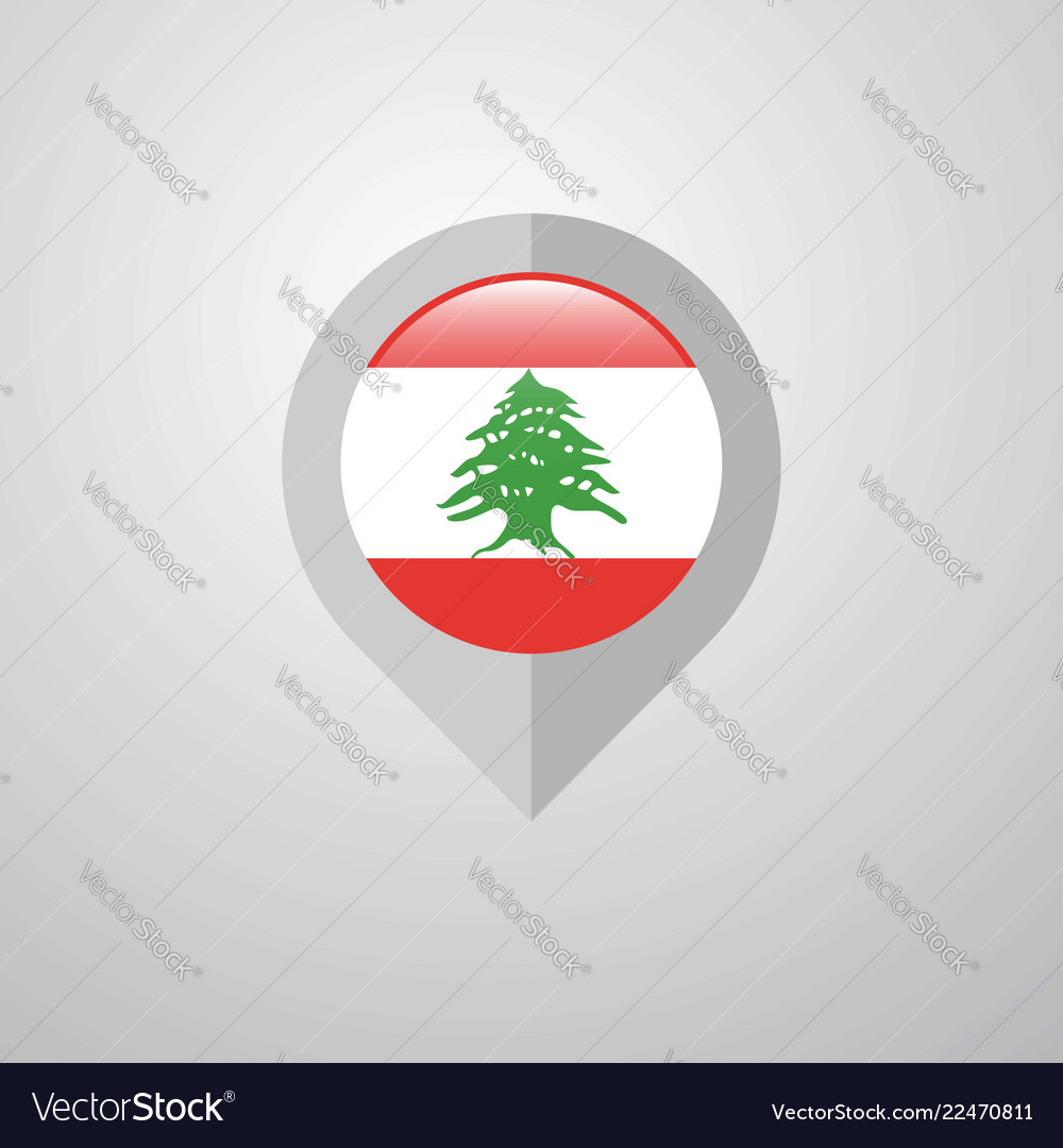 Map navigation pointer with lebanon flag design Vector Image