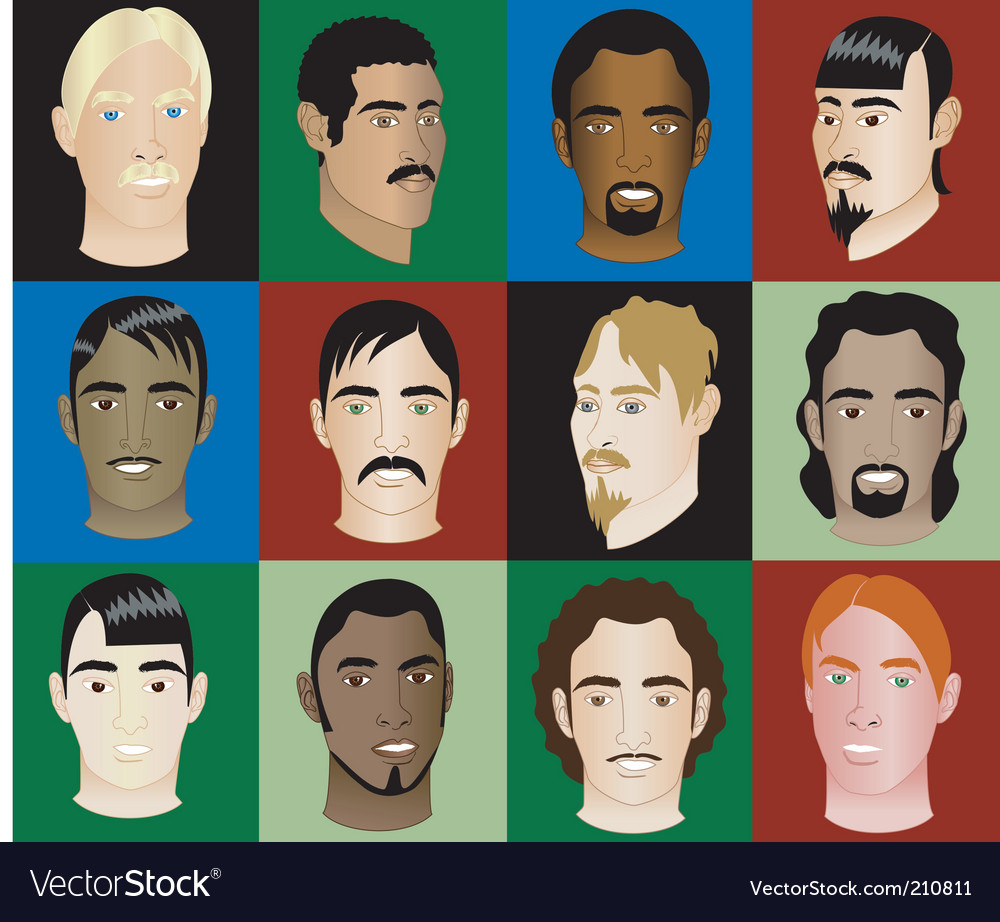 Men faces Royalty Free Vector Image - VectorStock