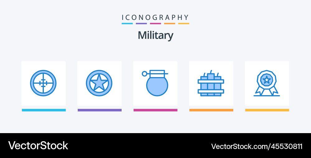Military blue 5 icon pack including timer bomb Vector Image
