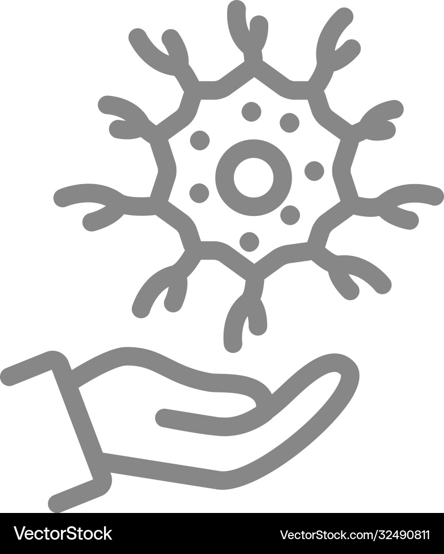 Neuron on hand line icon healthy nerve tissue Vector Image