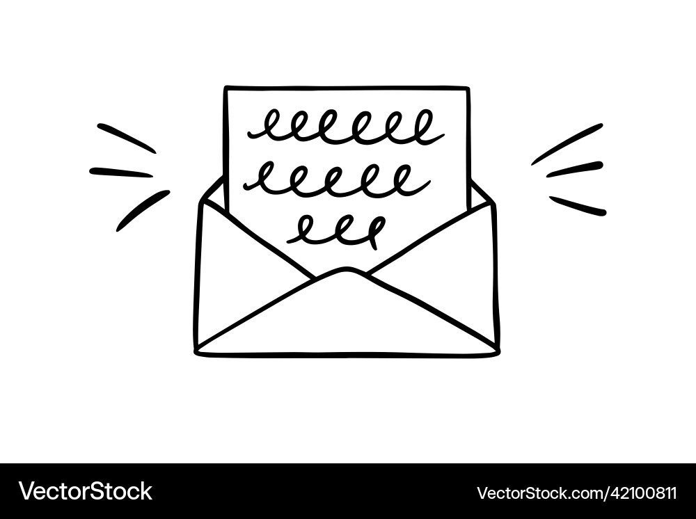 Outline doodle hand drawn envelope icons letter Vector Image