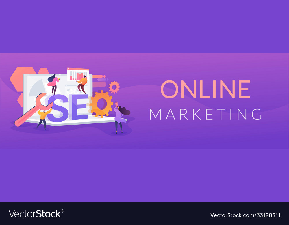 Seo optimization concept banner header Royalty Free Vector