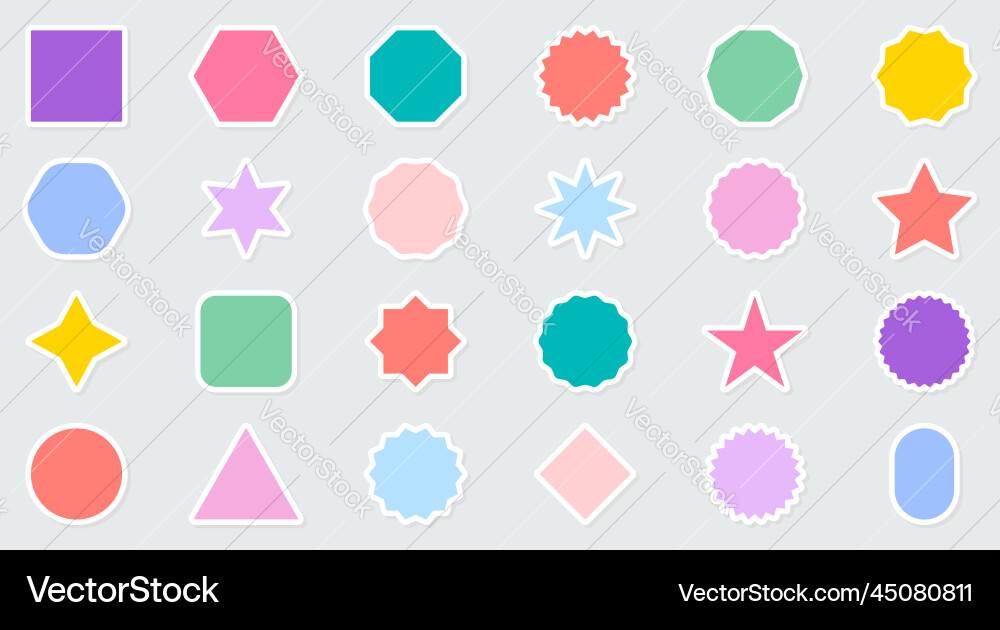 Shape stickers silhouette icon set color label Vector Image