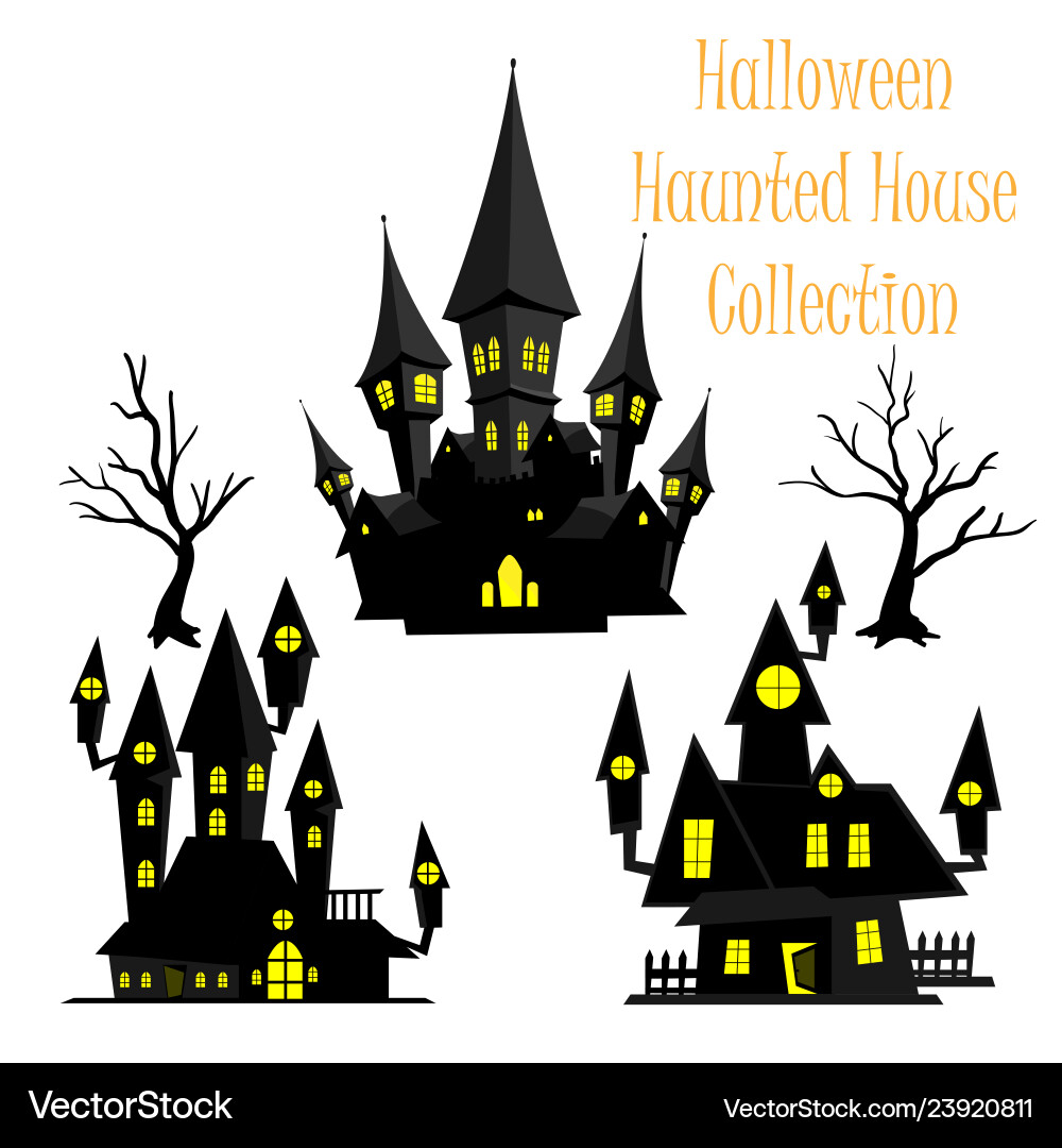Spooky halloween haunted house collection Vector Image