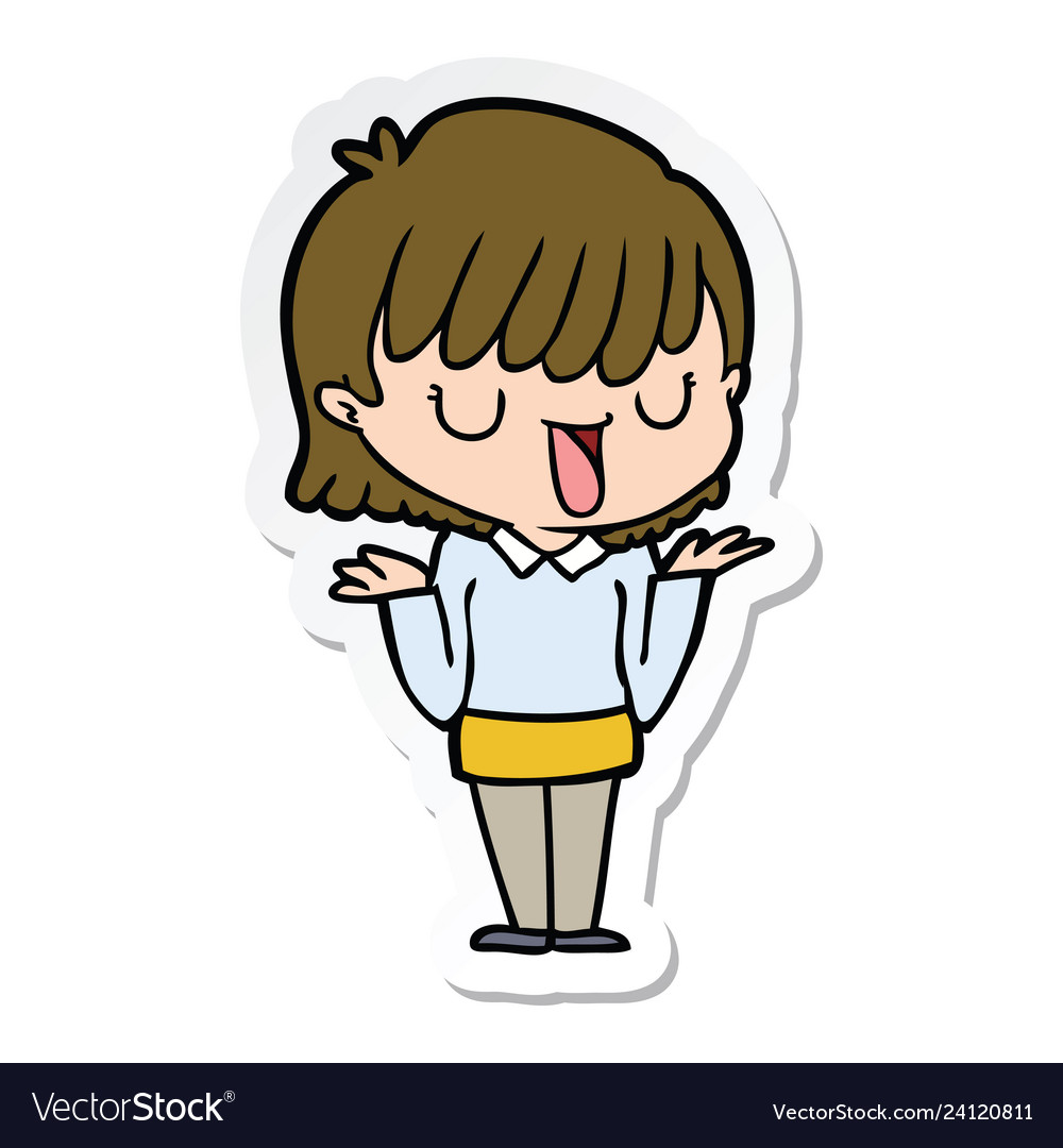 Sticker of a cartoon woman Royalty Free Vector Image