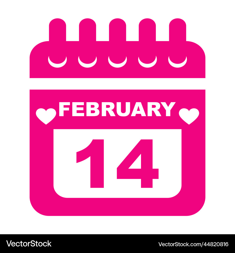 14th february calendar icon 14 Royalty Free Vector Image